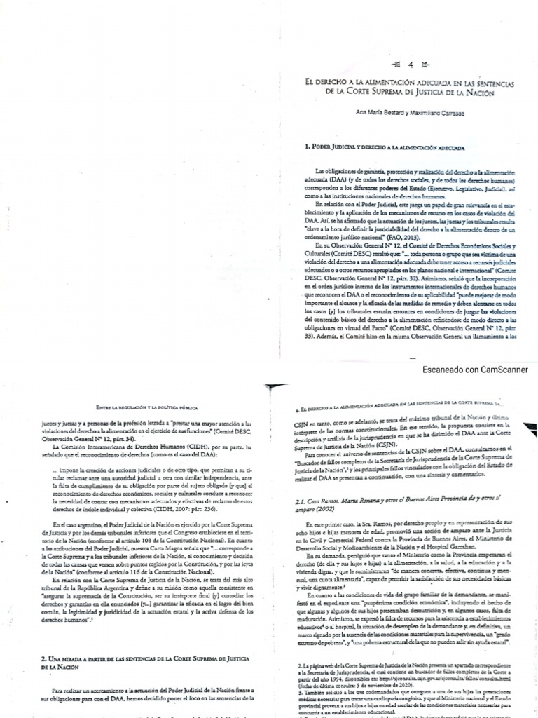 El Derecho A La Alimentación Adecuada en Las Sentencias de La CSJN | PDF