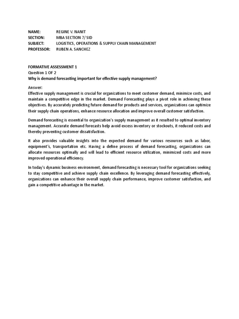 Formative Assessment 1-Question 1 | PDF