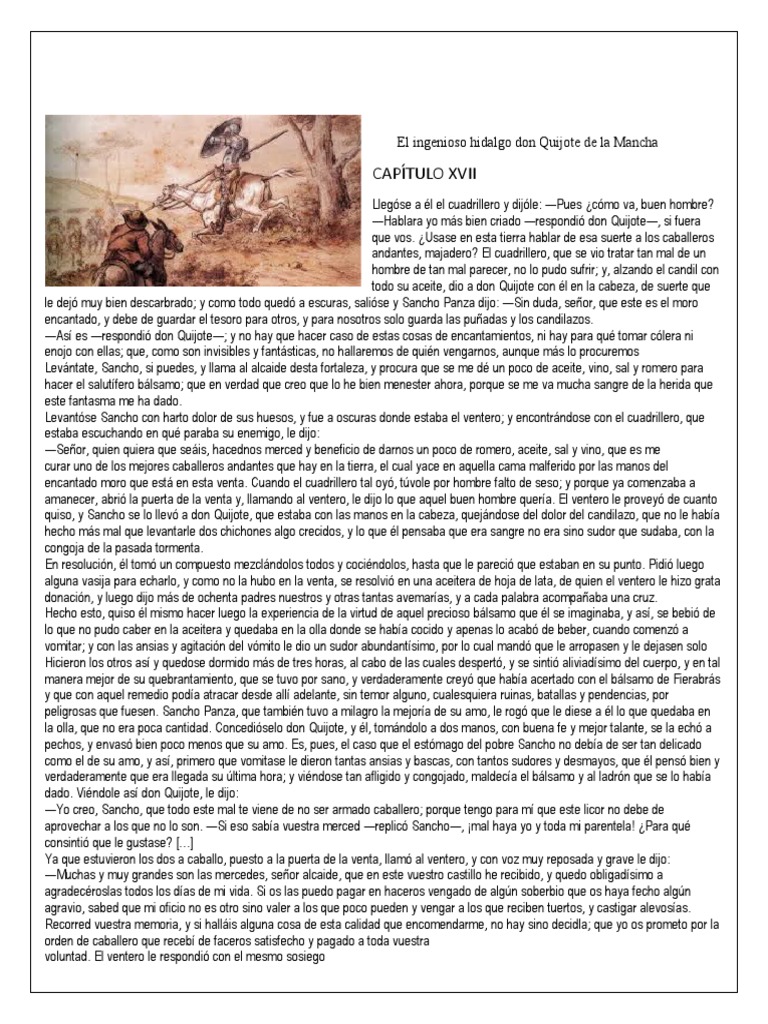 El Ingenioso Hidalgo Don Quijote de La Mancha (Fragmento) | PDF | Don ...
