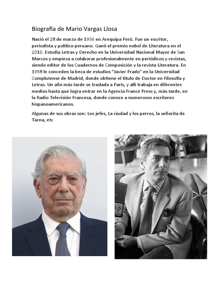 Biografía de Mario Vargas Llosa | PDF