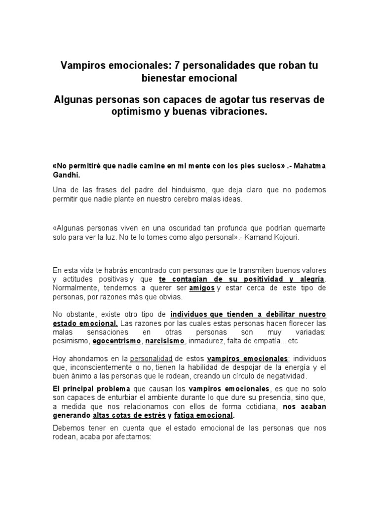 Vampiros Emocionales | PDF | Las emociones | Comportamiento