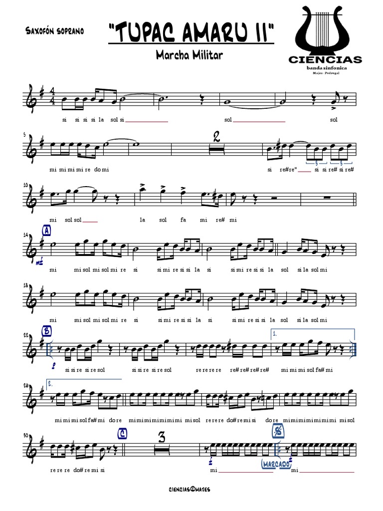 Tupac Amaru - Saxofón Soprano | PDF