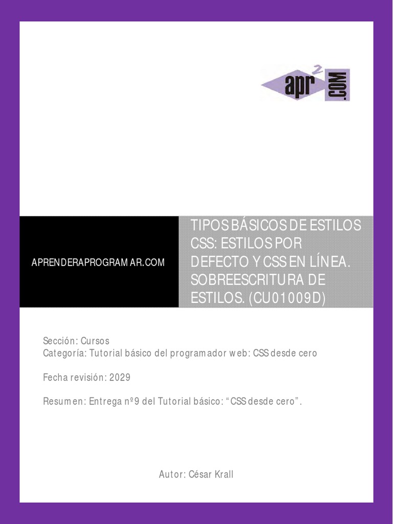 10 - Tipos Estilos CSS en Linea Por Defecto Sobreescribir | PDF | HTML ...