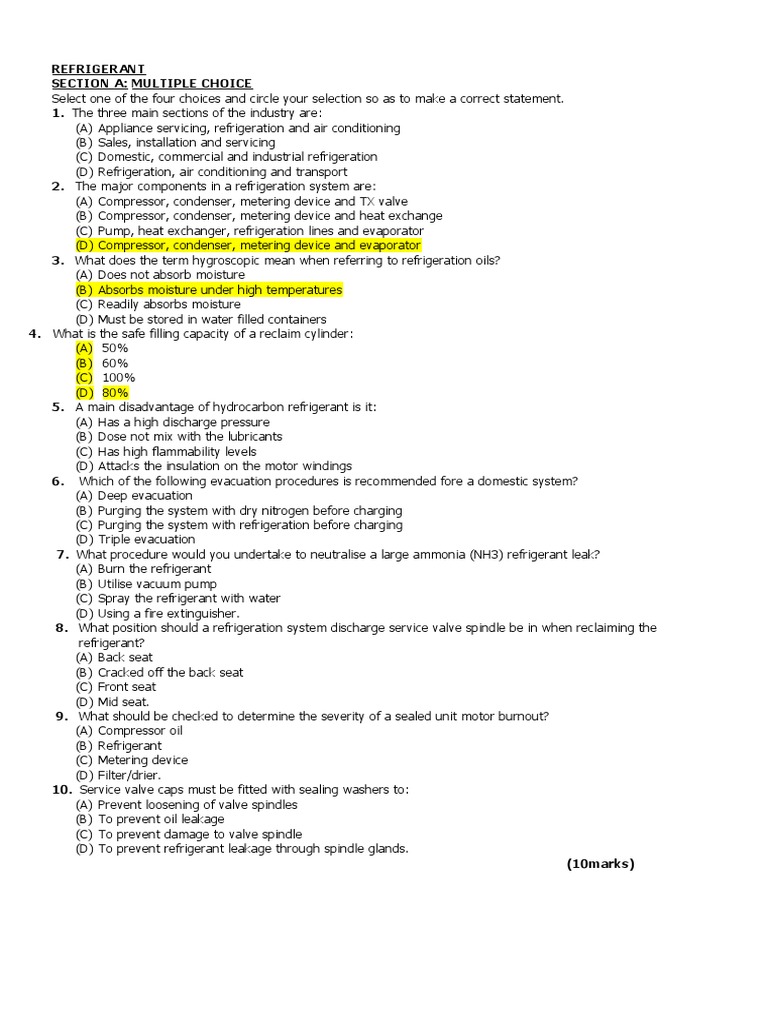 Mod 3 Exam Paper 28-07-06 | Download Free PDF | Gases | Home Appliance