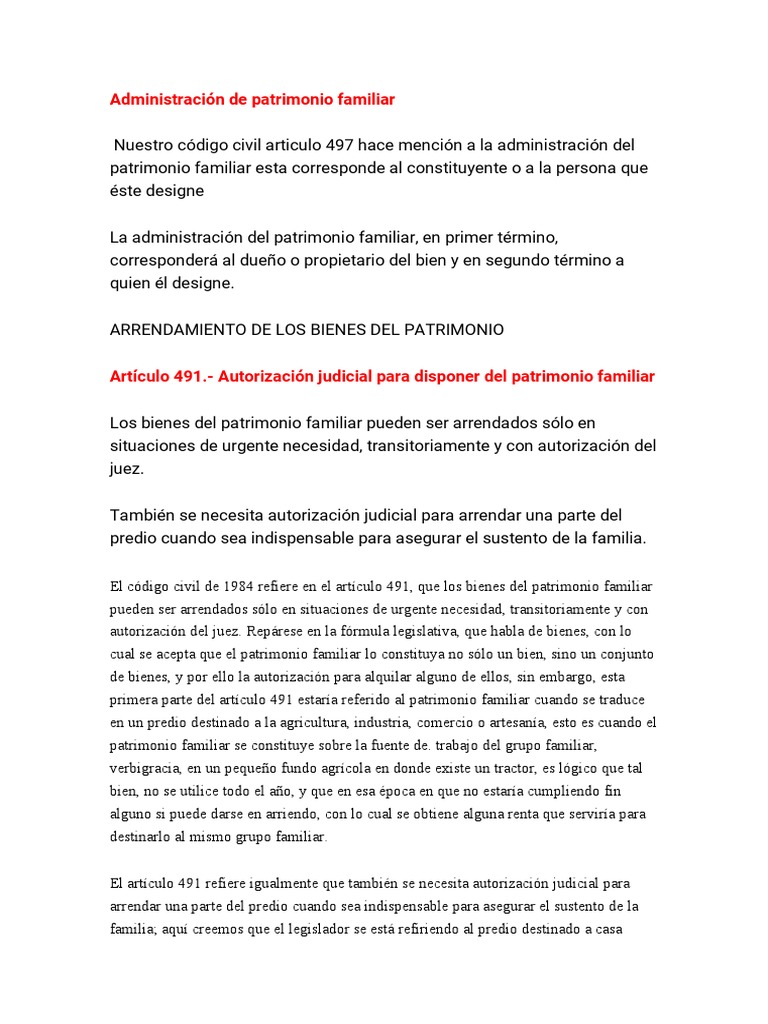 Administración de Patrimonio Familiar | PDF | Bienes (Ley) | Dominio eminente