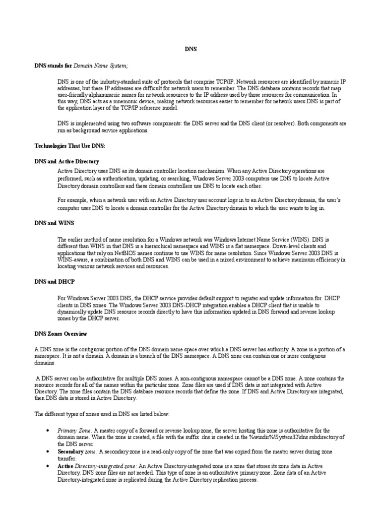 DNS | PDF | Active Directory | Domain Name
