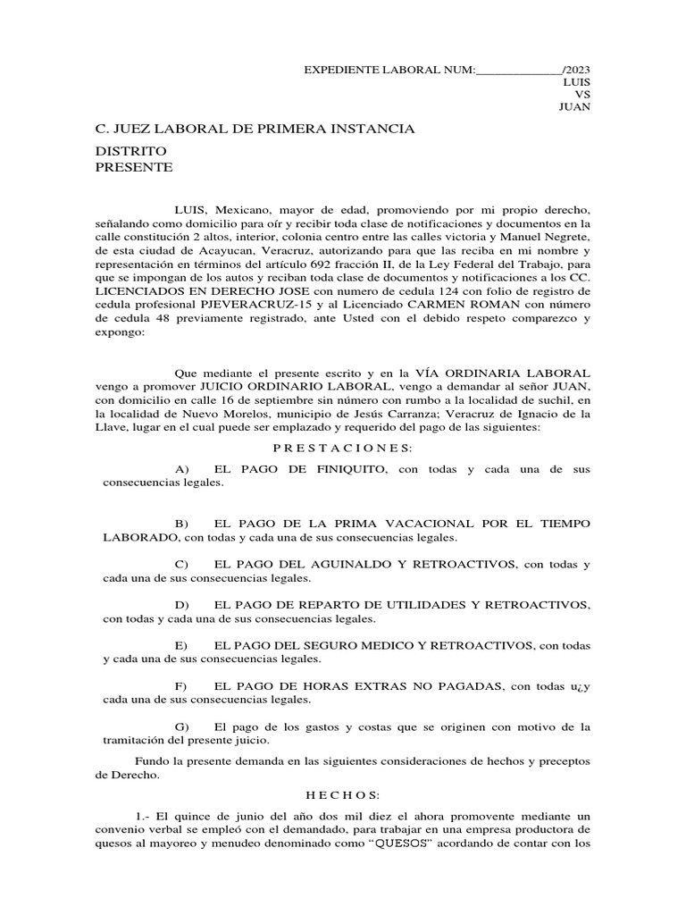 Demanda Laboral Luis Alberto Parra | PDF | Justicia | Crimen y violencia