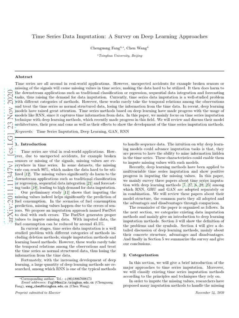 Time Series Data Imputation - A Survey On Deep Learning Approaches ... Time Series Data Imputation - A Survey On Deep Learning Approaches ...