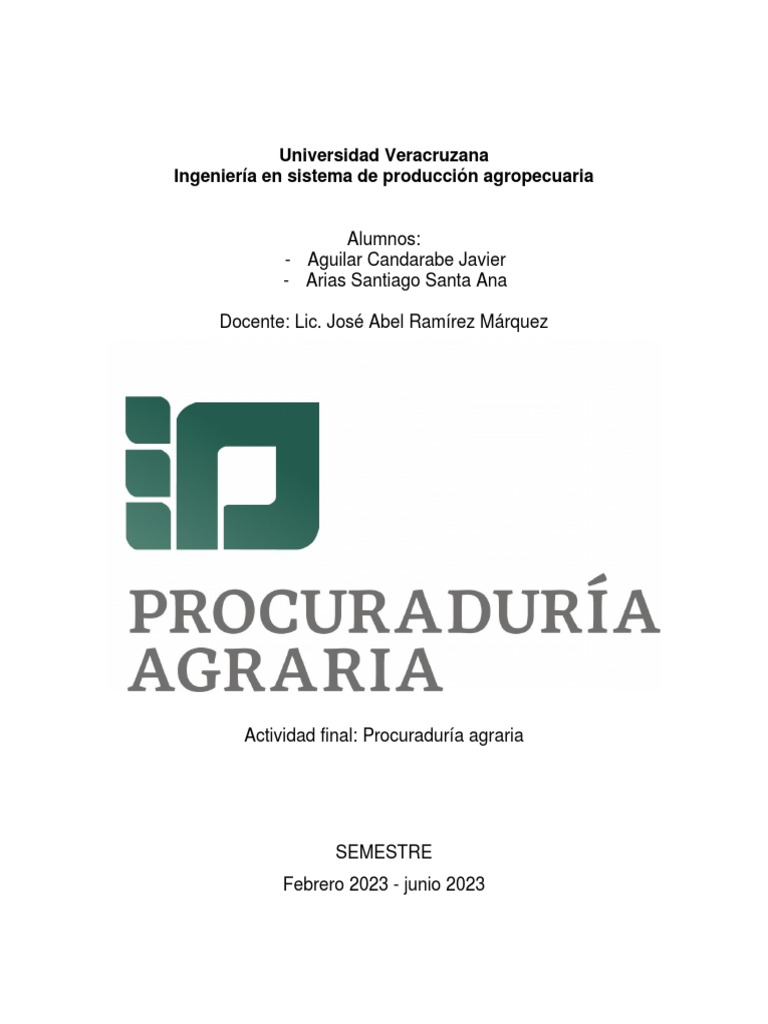 Procuraduria Agraria Equipo 1 PA | PDF | Agricultura | Reforma agraria