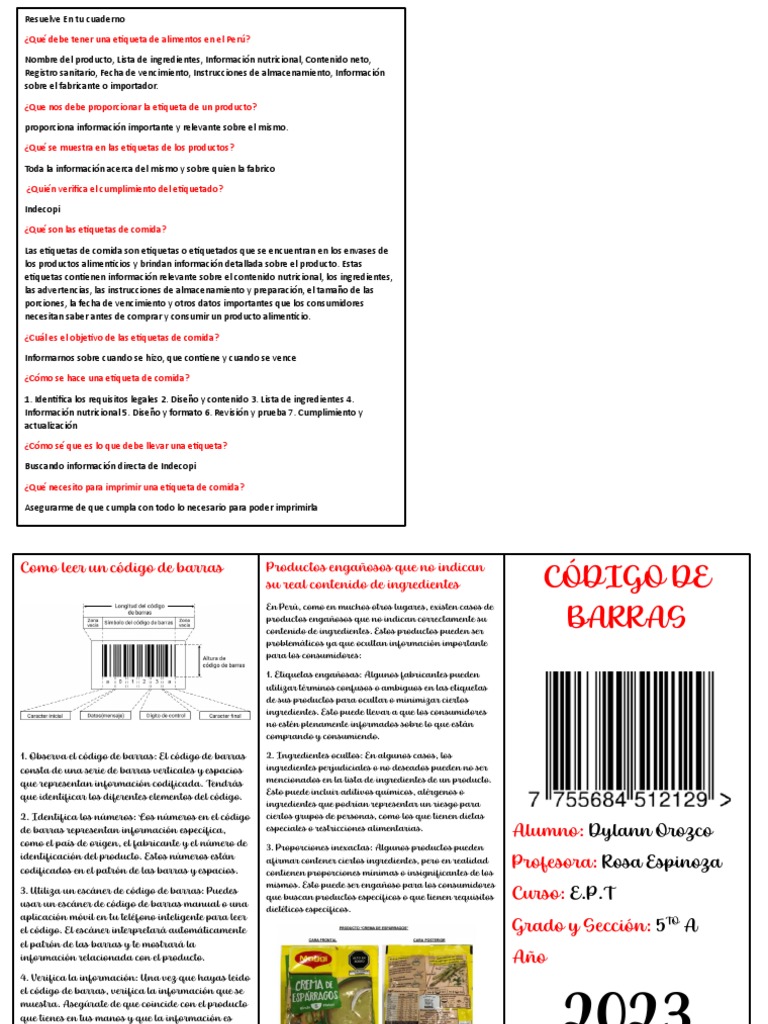 Triptico Ept | PDF | Alimentos | Etiqueta de información nutricional