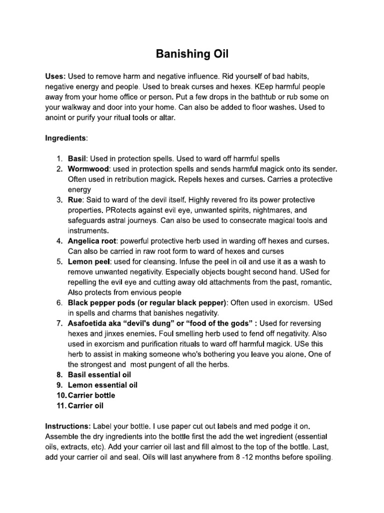 Banishing Oil | PDF