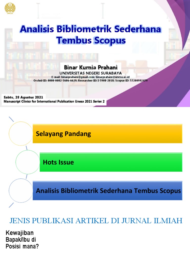 Analisis Bibliometrik Sederhana Tembus Scopus: Binar Kurnia Prahani | PDF | Science ...