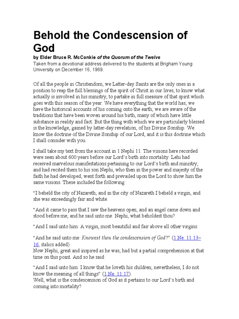 Behold the Condescension of God - Bruce R. McConkie EN | PDF | Jesus ...