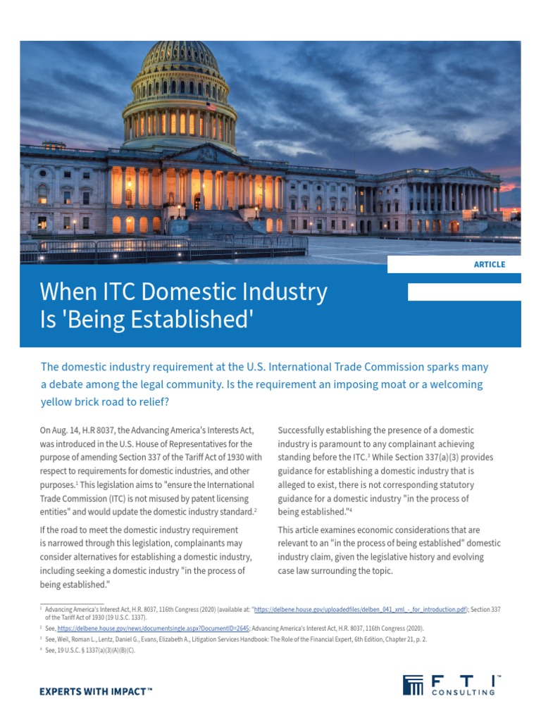 ITC Domestic Industry Requirement Insights | PDF