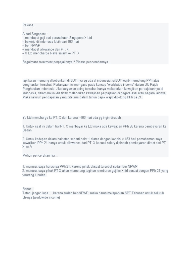 Pelaporan PPH 21 Expatriate Tka | PDF