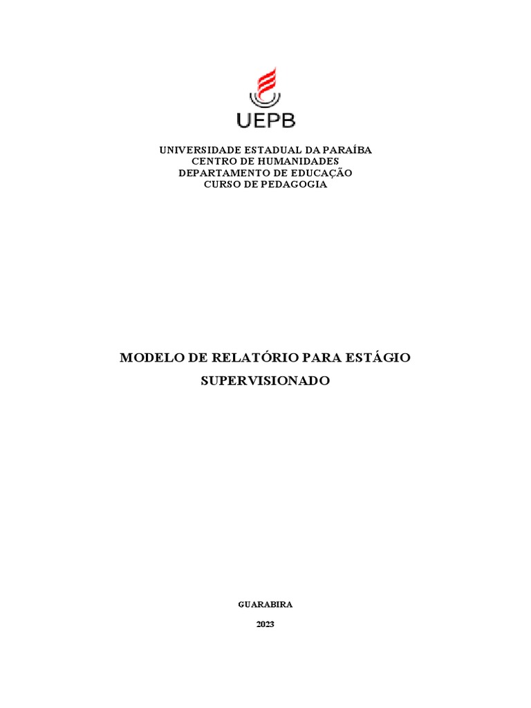 UEPB CAMPUS III - Formulário Relatório de Estágio 2021.2 | PDF | Pedagogia