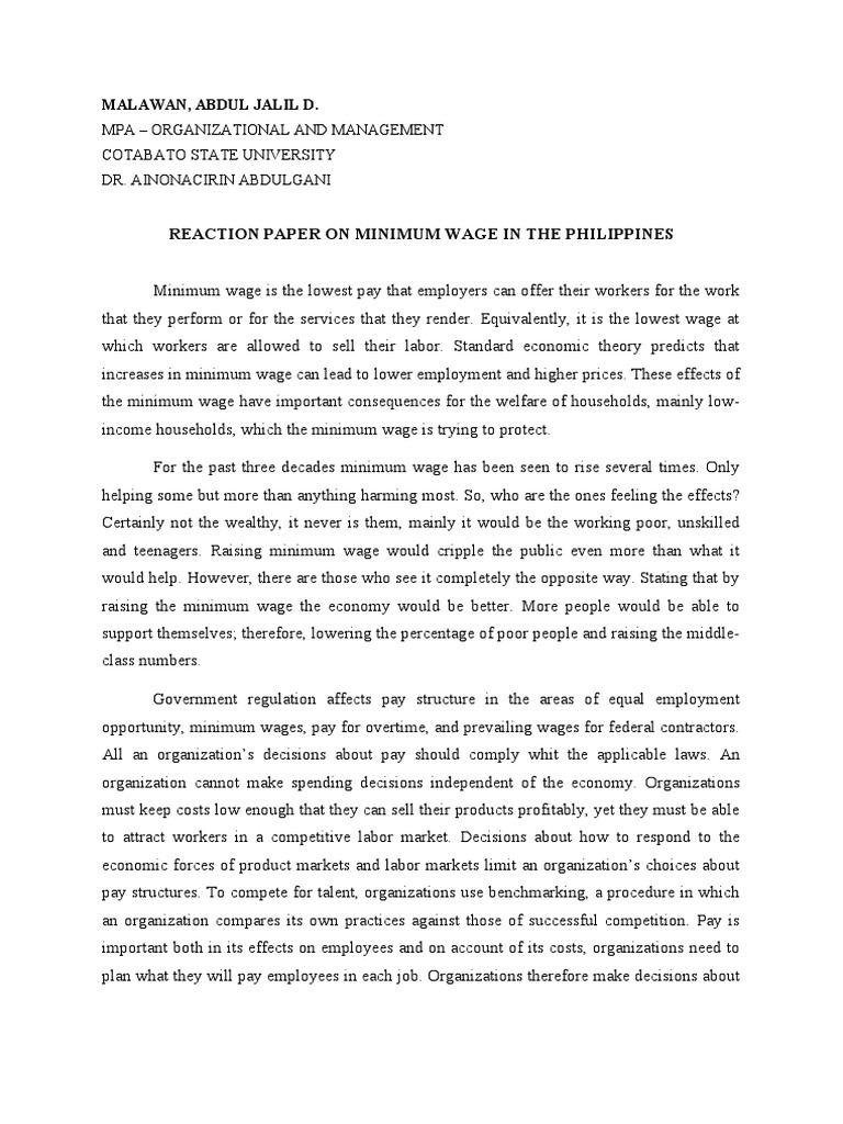 Minimum Wage Impact in the Philippines | PDF