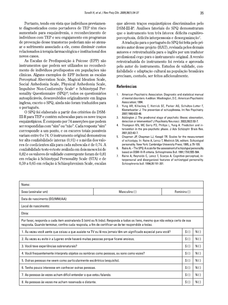 Escala SPQ | PDF