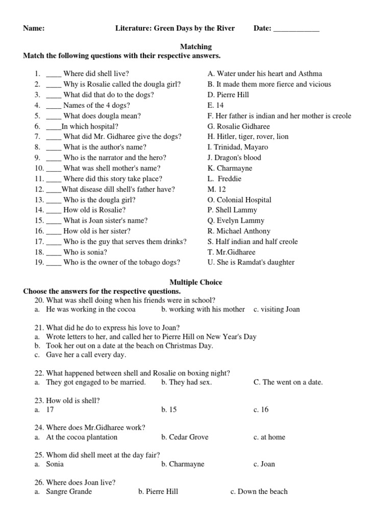 Overall Green Days by The River Questions | PDF