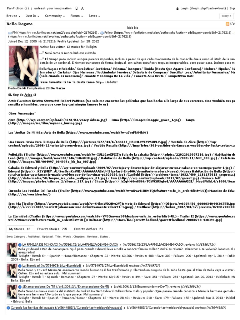 Bella-Ragaza - FanFiction | PDF | Crepúsculo (serie de novelas) | La saga Crepúsculo (Serie de ...
