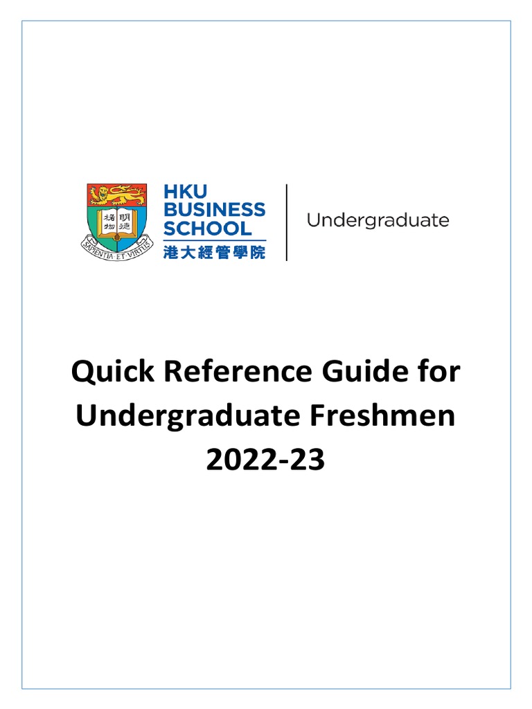 HKU Freshman Quick Reference Guide | PDF | Bachelor's Degree | Dormitory