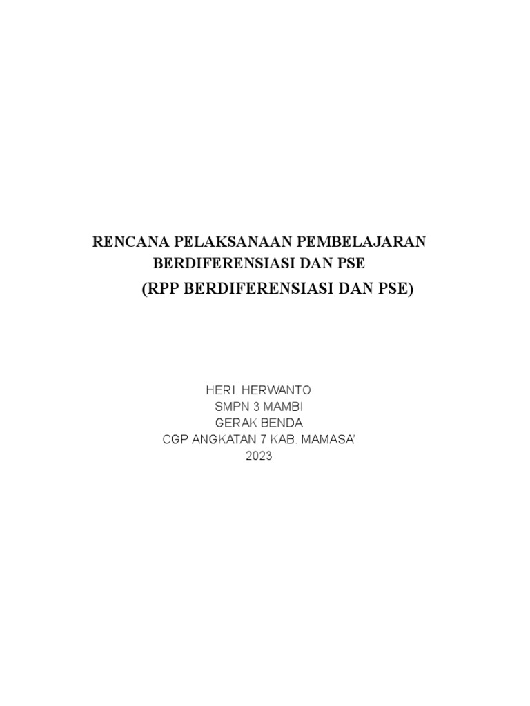 RPP Berdiferensiasi & Pse | PDF