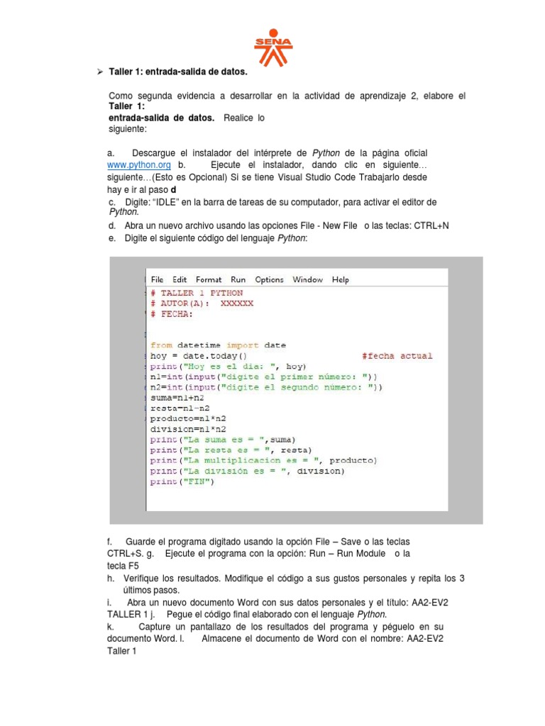 Taller Python: Entrada-Salida Datos | PDF
