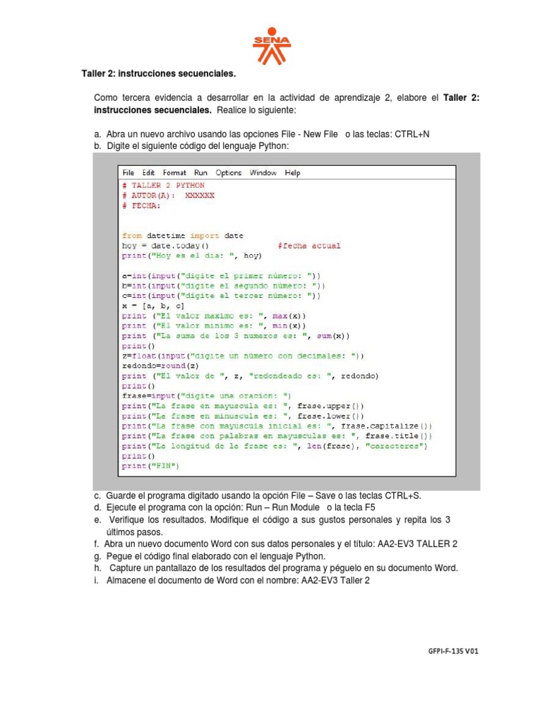 Taller 2 Instrucciones Secuenciales. | PDF | Métodos y materiales de ...