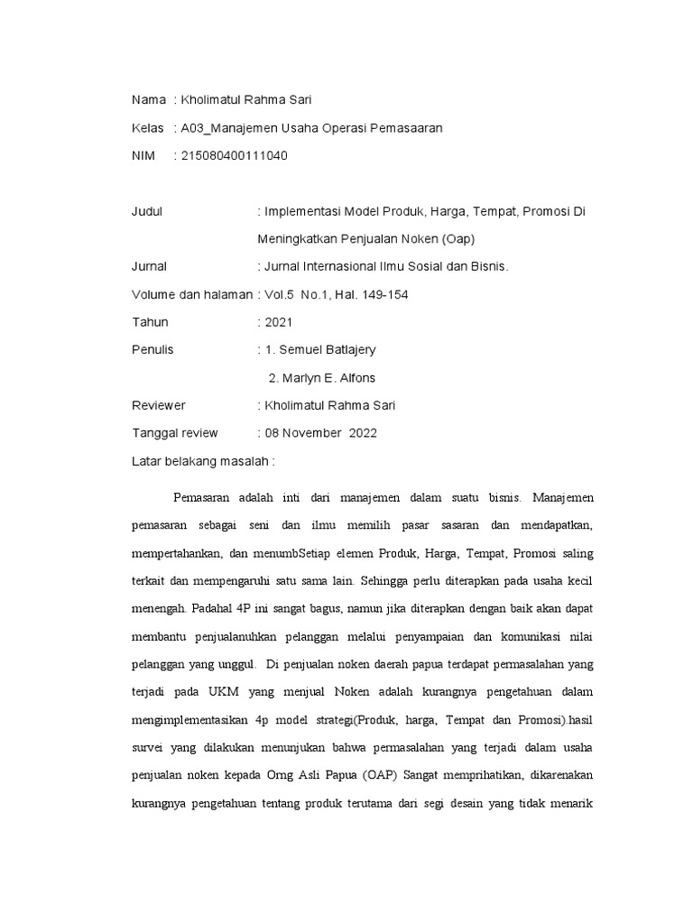 Review Jurnal Moup | PDF