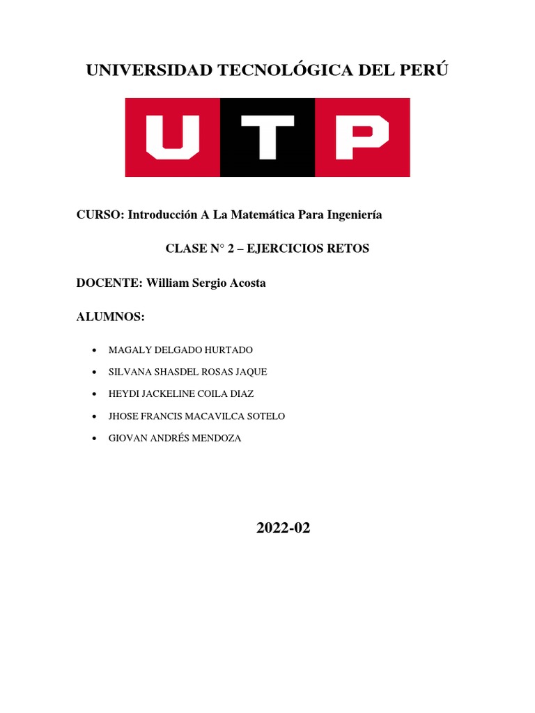 UTP - CLASE N°2 - EJERCICIOS RETO | PDF