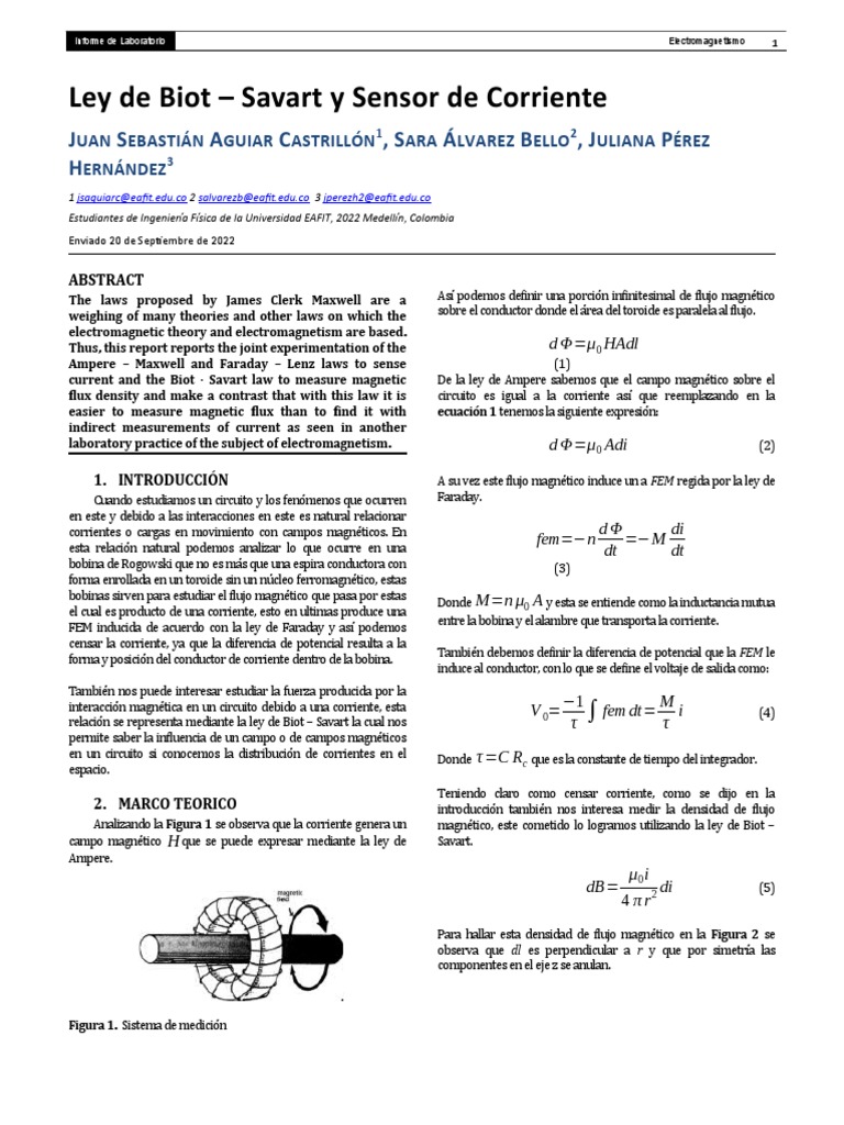 Ley de Biot - Savart y Sensor de Corriente | PDF | Inductor | Corriente eléctrica