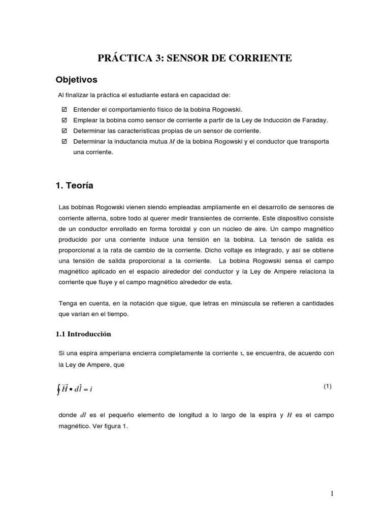 Práctica 4. Sensor de Corriente | PDF | Inductor | Corriente eléctrica