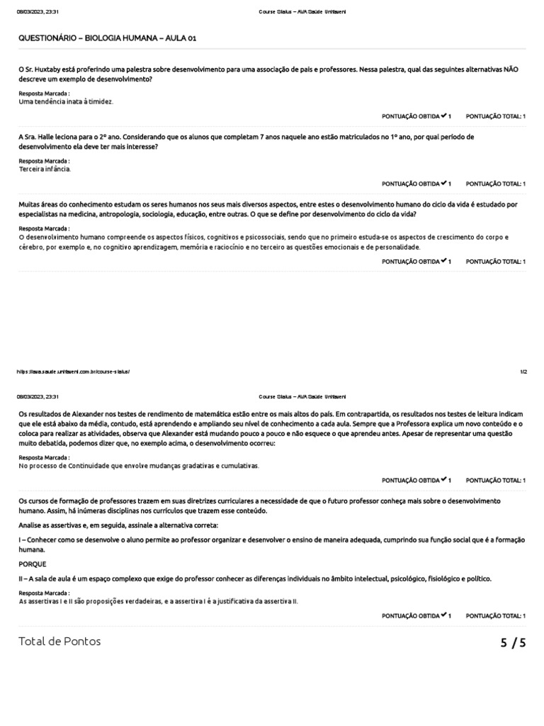 QUESTIONÁRIO 01 | PDF | Humano | Sociologia