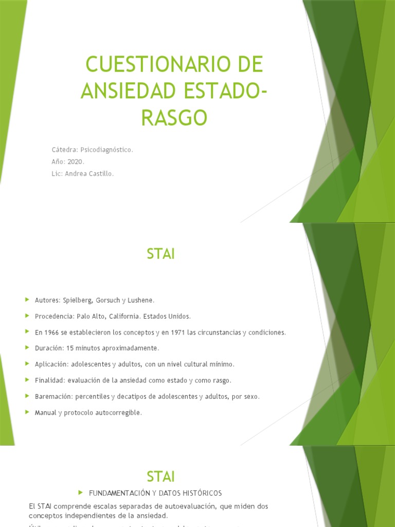 Cuestionario de Ansiedad Estado - Rasgo | Descargar gratis PDF ...