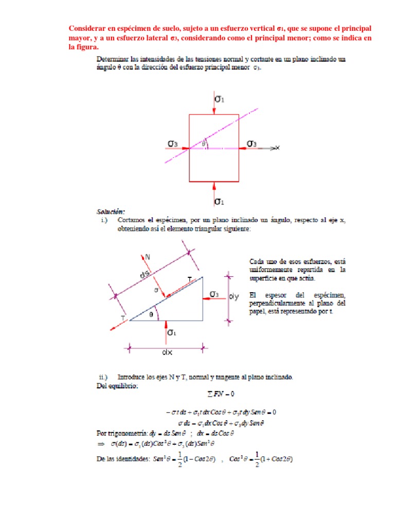 Deduccion Formulas Tension Normal y Cortante - Ok | PDF