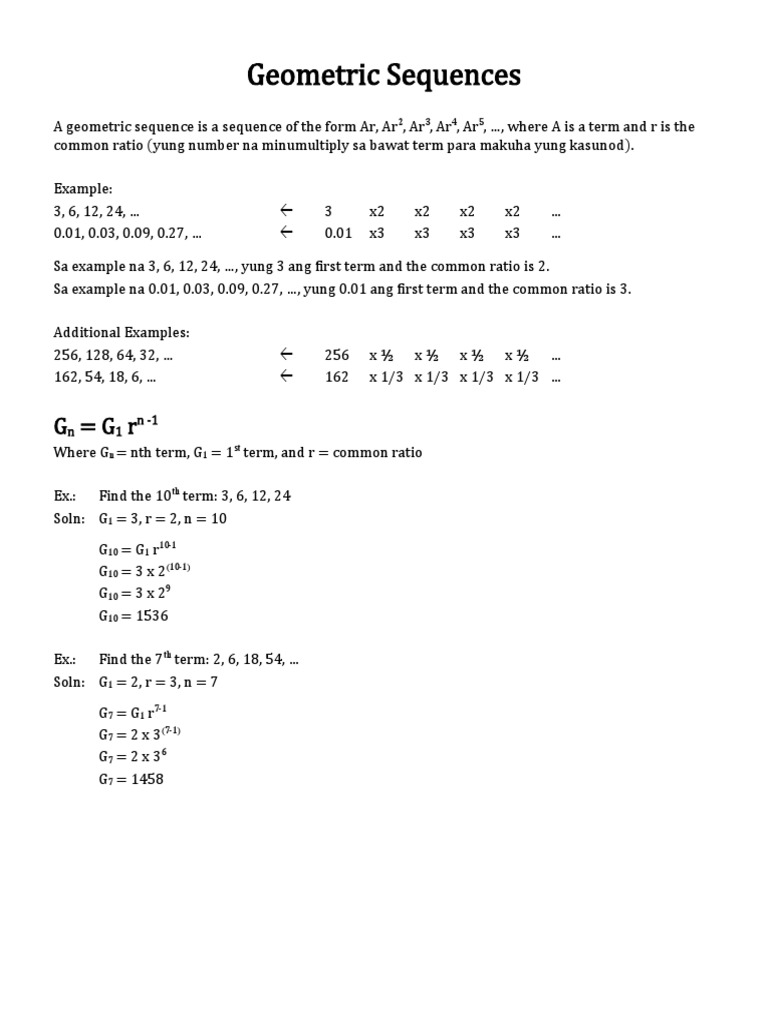 Geometric Sequences and Series HO | PDF | Mathematics | Mathematical Analysis