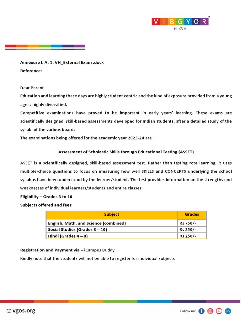 1 Annexure-I A 1 VH - External-Exam | PDF | Educational Assessment ...