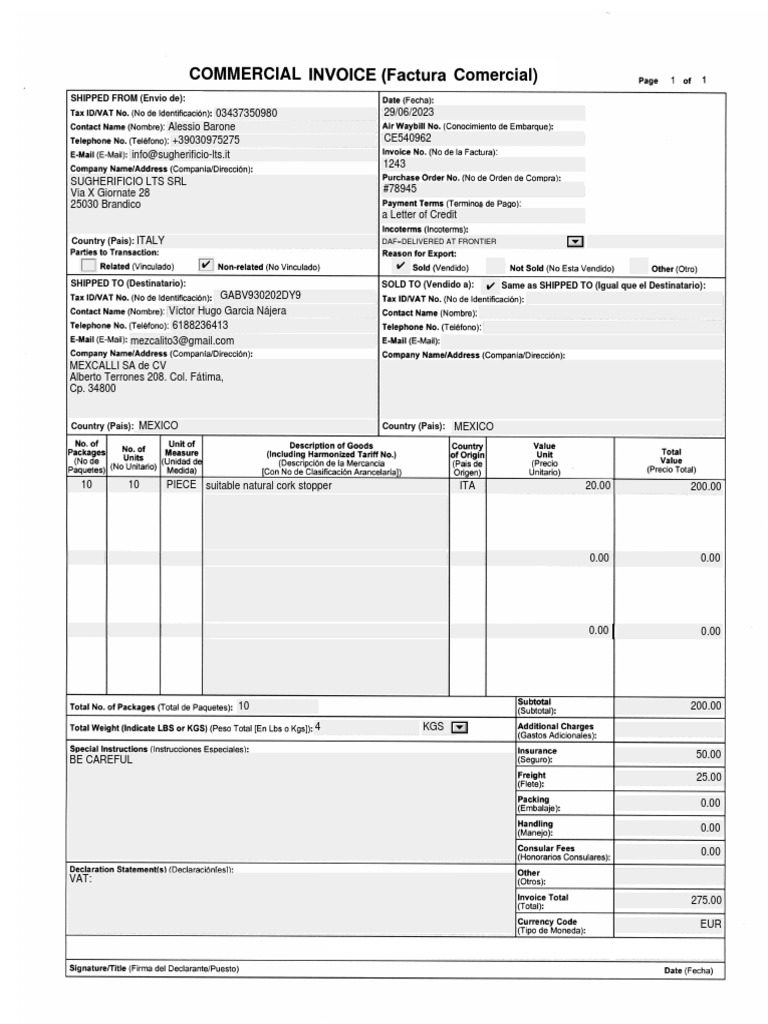 Invoice Cork | PDF | Business Documents