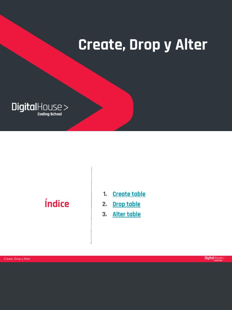 Comandos SQL: Create, Drop, Alter | PDF | Tecnologías de la información ...