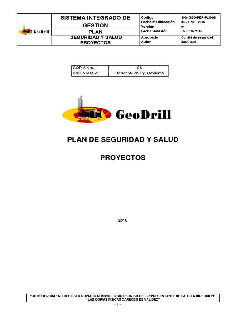 Sig-Geo-Per-Pln-08 Plan de Seguridad y Salud-Proyectos | PDF ...