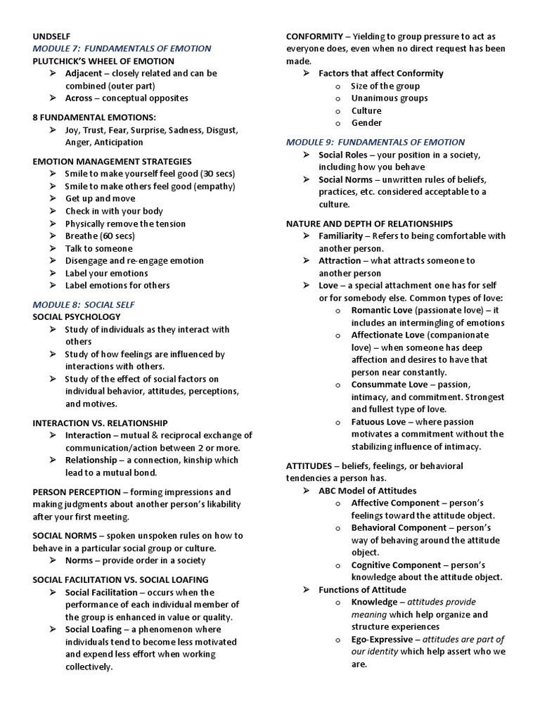 Undself Module 7 11fr | PDF | Attitude (Psychology) | Emotions