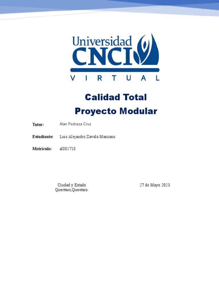 Calidad Total Proyecto Modular - al081710 .docx | PDF | Calidad (comercial) | Servicio al Cliente