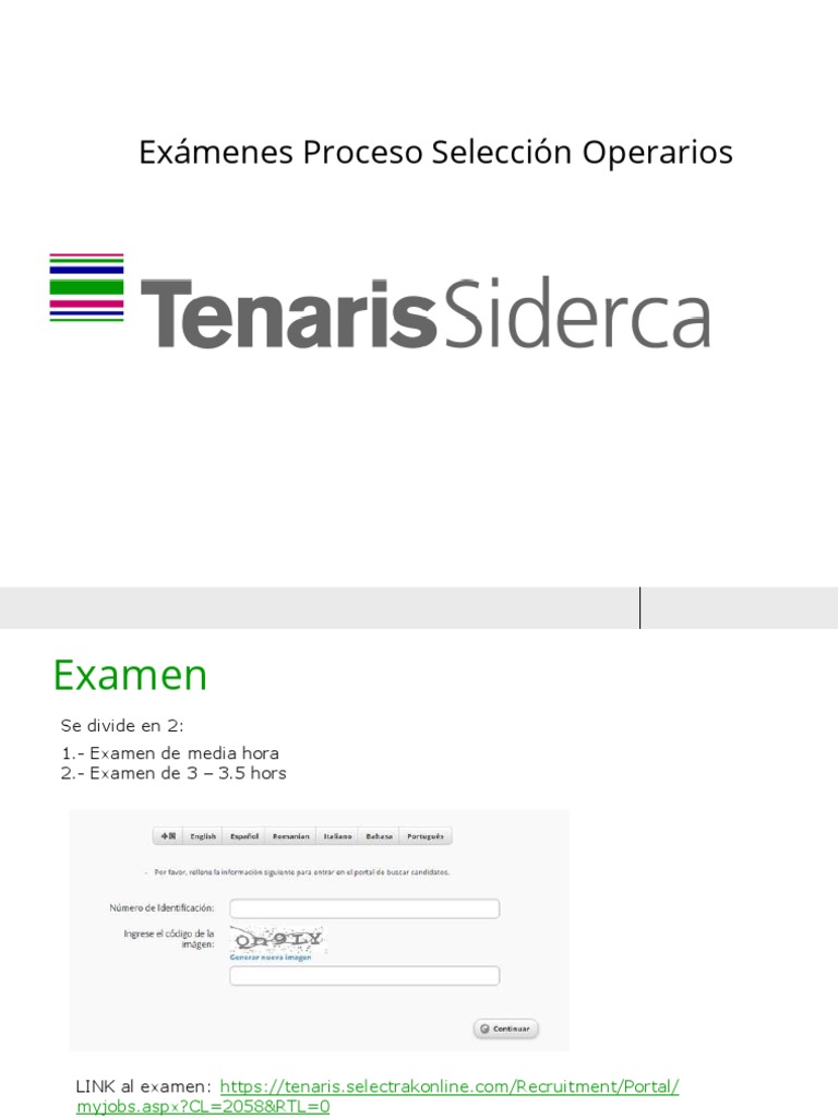 Exámenes de Selección Tenaris Siderca | PDF
