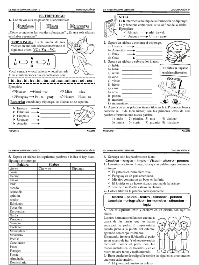 3° A - El Triptongo | Descargar gratis PDF | Lingüística | Voz humana