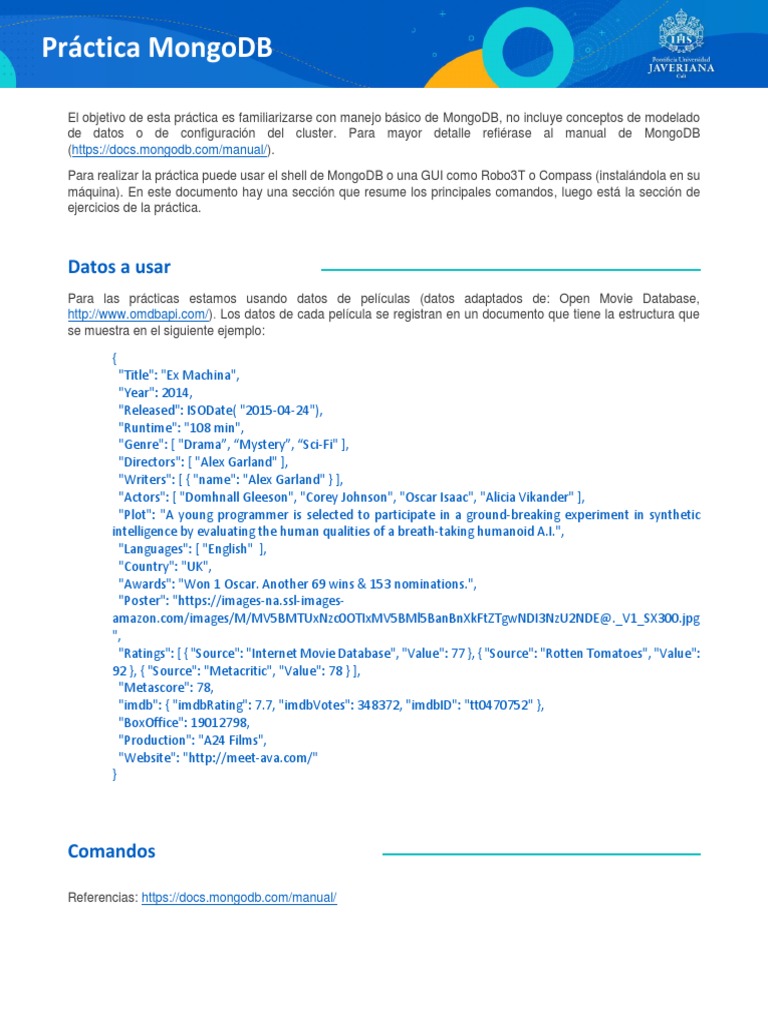Practica MongoDB | PDF | Software de gestión de datos | Datos de computadora