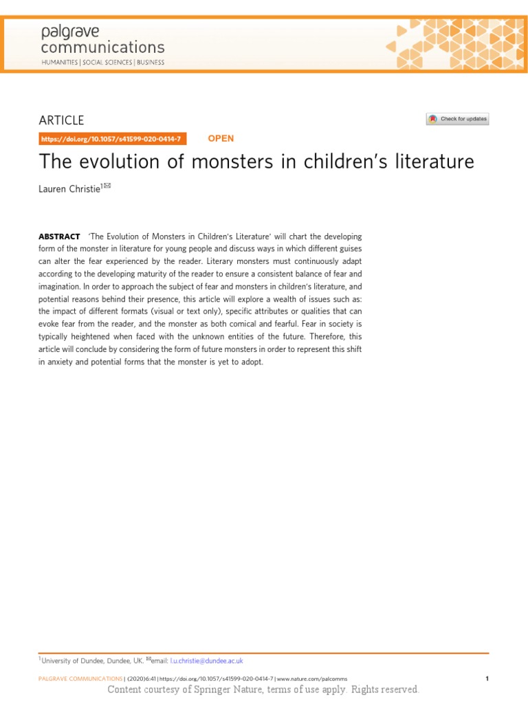 The Evolution of Monsters in Children's Literature, by - Lauren ...