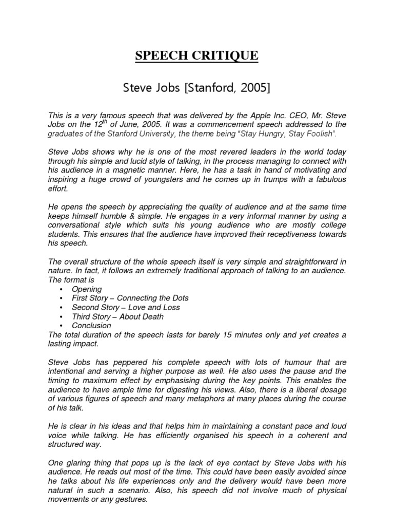 Steve Jobs' Famous 2005 Stanford Commencement Speech | PDF | Steve Jobs ...
