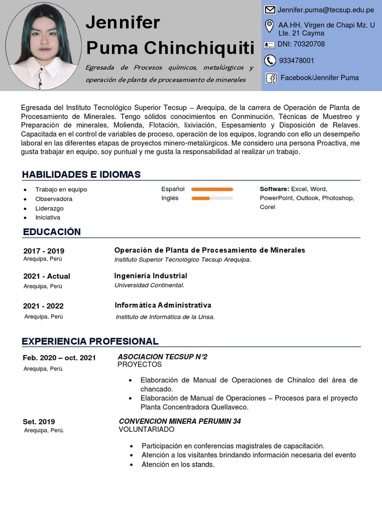 CV Jennifer Puma Chinch I Quit I | PDF