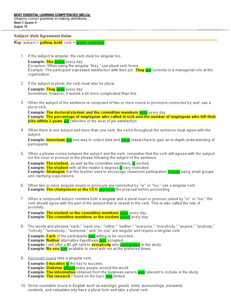 Q4 Week 5 | PDF | Grammatical Number | Plural