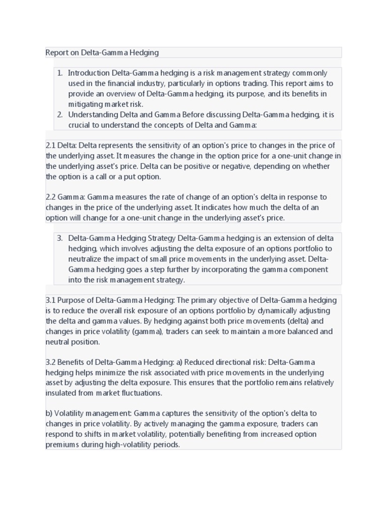 Report on Delta-Gamma Hedging | PDF | Greeks (Finance) | Option (Finance)